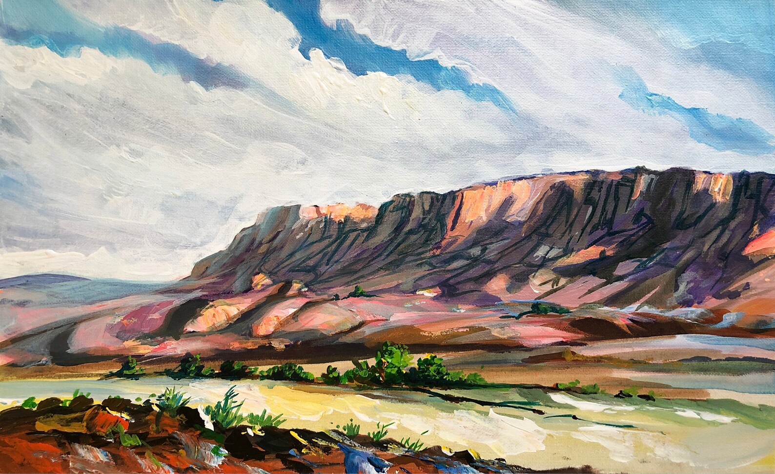 Desert Mountains Art Original Acrylic Painting on Canvas - Etsy