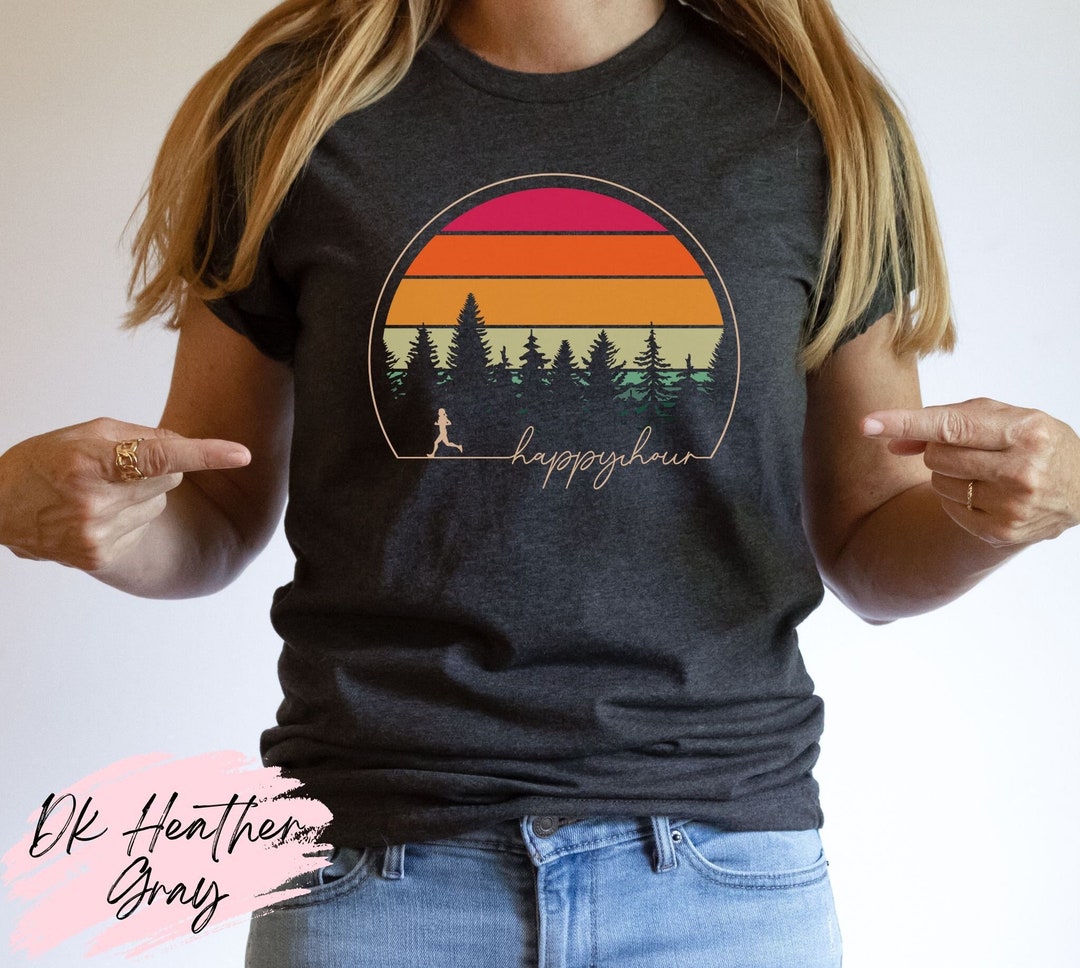 Happy Hour Running Shirt, Fitness Top, Gifts for Runners, Sunset T ...