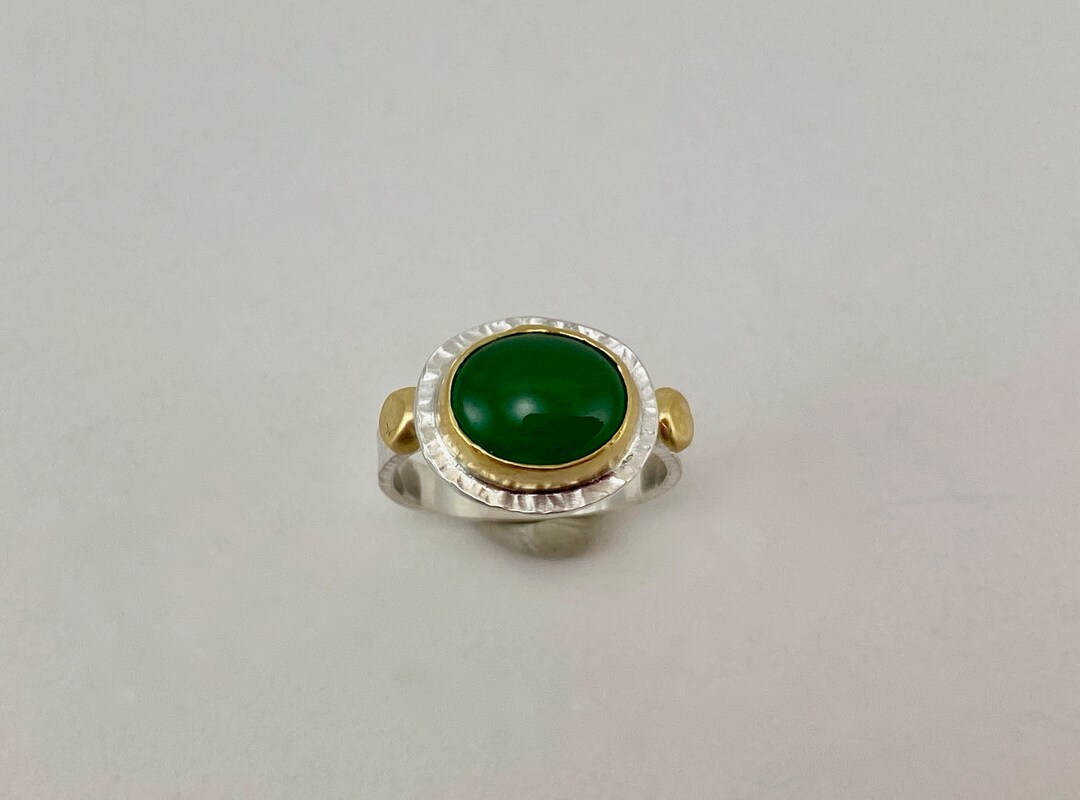 Anillo de piedra verde, anillo de jade, tamaño 6 3/4 anillo, anillo de ...