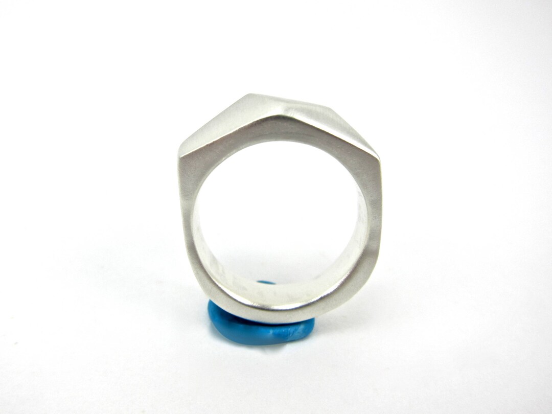 Geometric Silver Ring, Contemporary Ring, Brushed Sterling Silver Ring ...