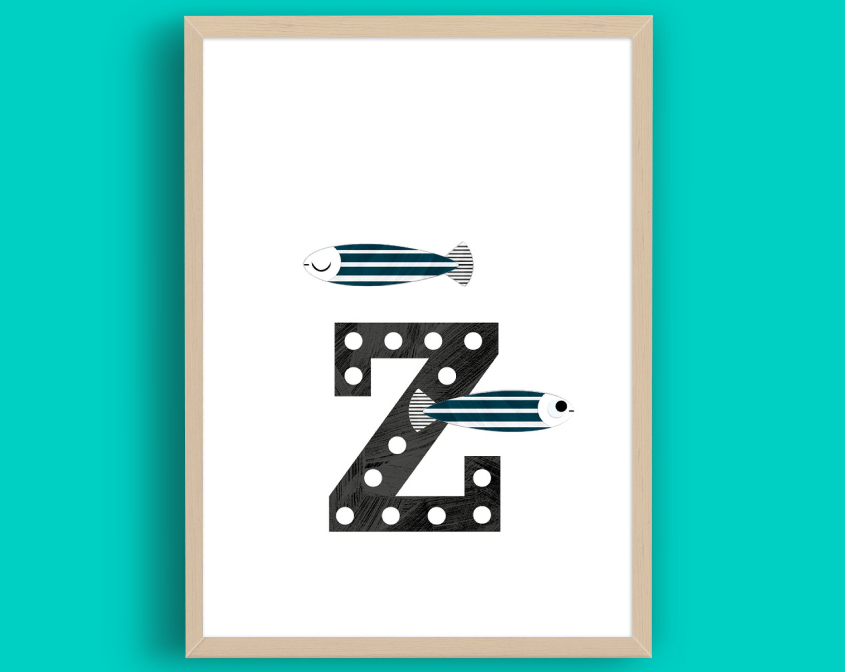 Z is for Zebra Fish Letter Art Print - Etsy