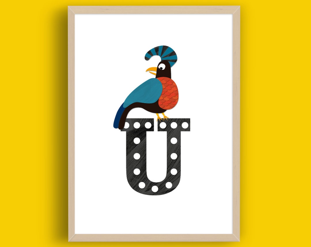 U is for Umbrella Bird Letter Art Print - Etsy