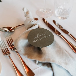 Round Place Cards, Wedding Placecard Coasters, Modern Round Placecard ...