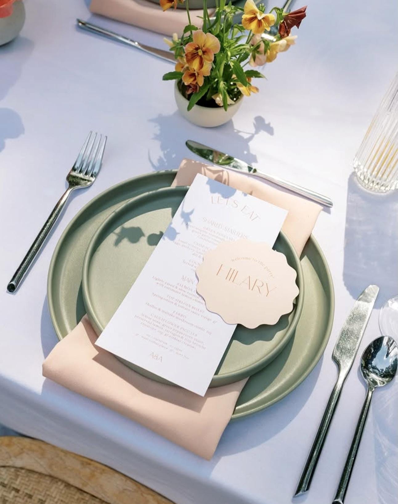 Wedding Menus, Printed Menus With Circle Wave Placecards, Personalised ...