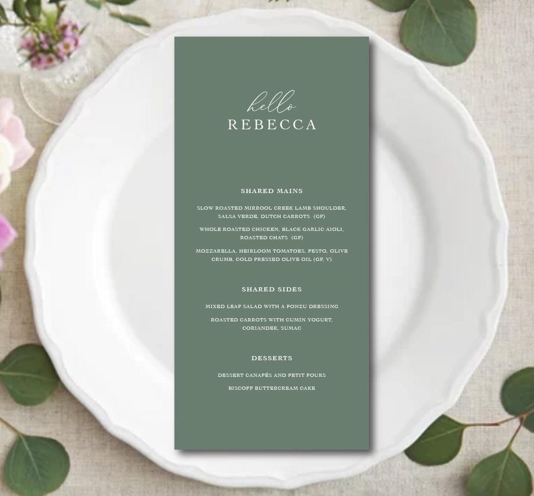 Editable Wedding Menu Template With Guest Names | Instant Download ...