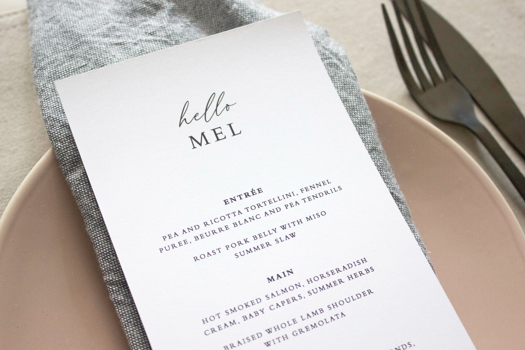 Wedding Menus, Printed Menu With Names, Personalised Menus, Guest Names ...