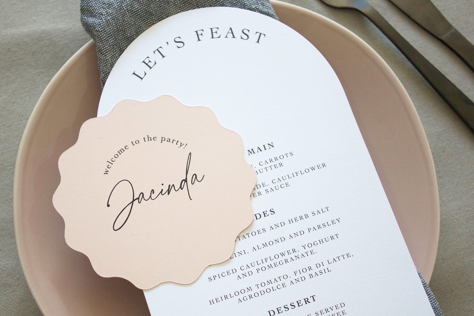 Wedding Menus, Printed Arch Menus With Circle Wave Placecards ...