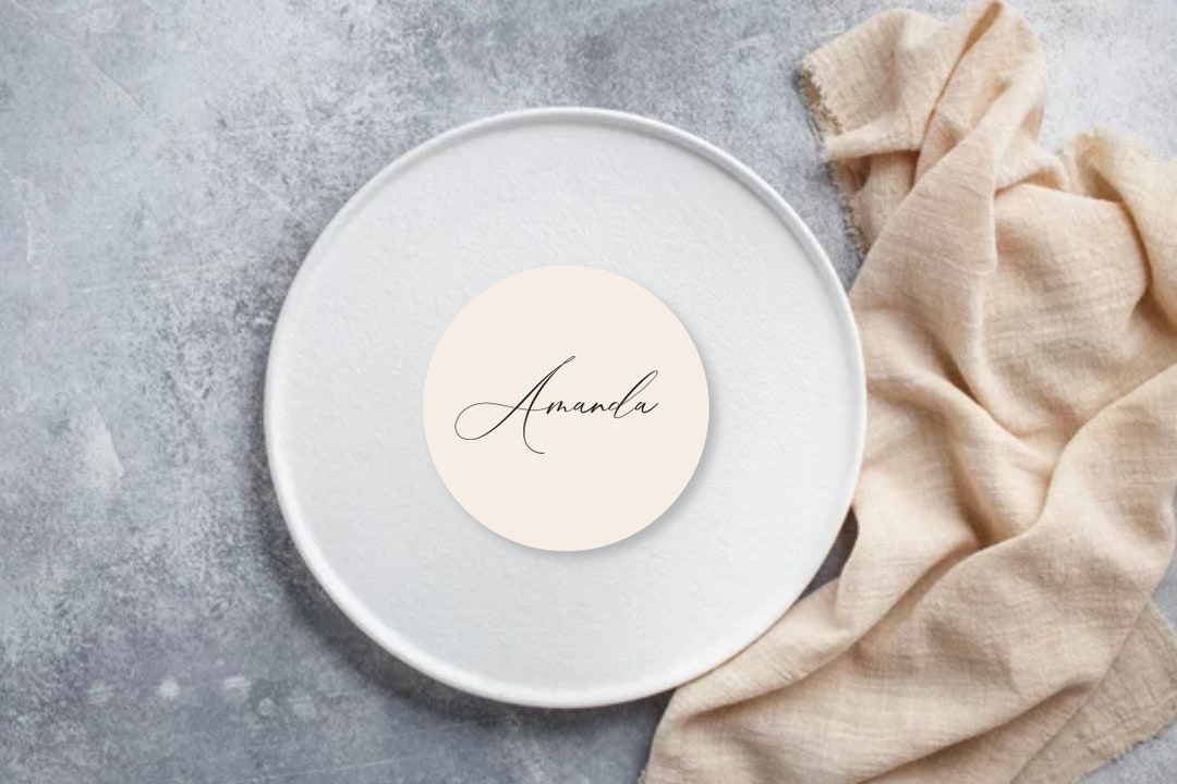 Round Place Cards, Wedding Placecard Coasters, Modern Round Placecard ...