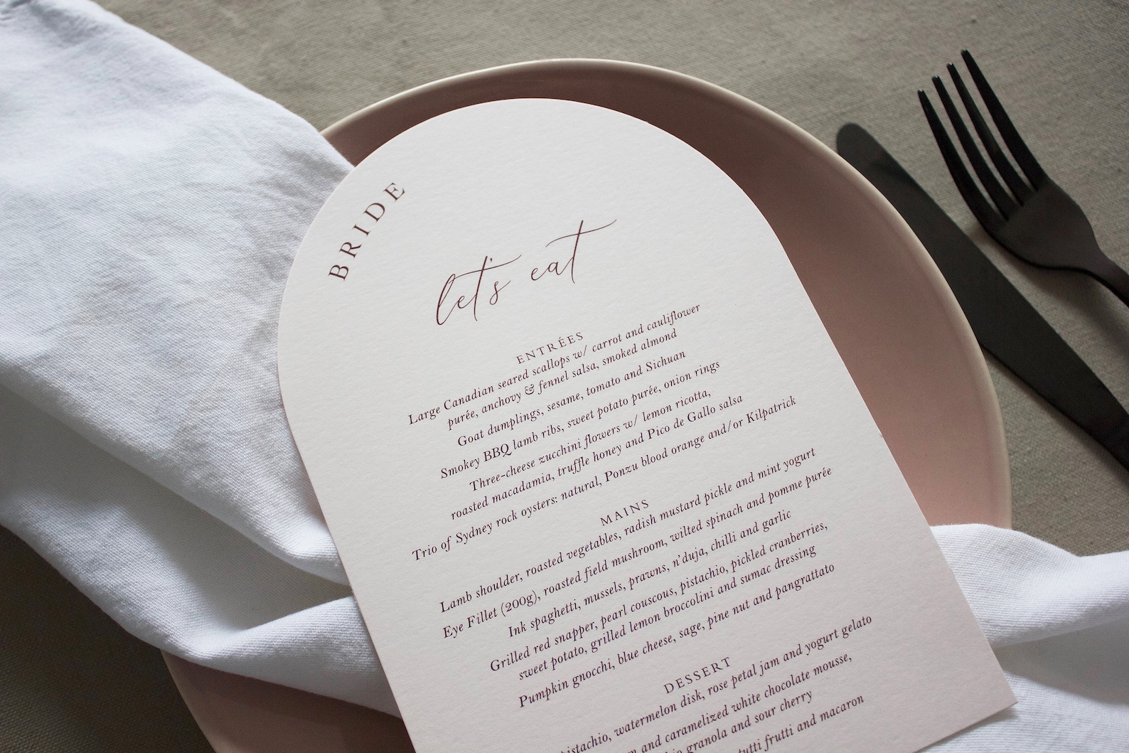 Wedding Menus, Printed Menus, Arch With Names, Personalised Menus ...
