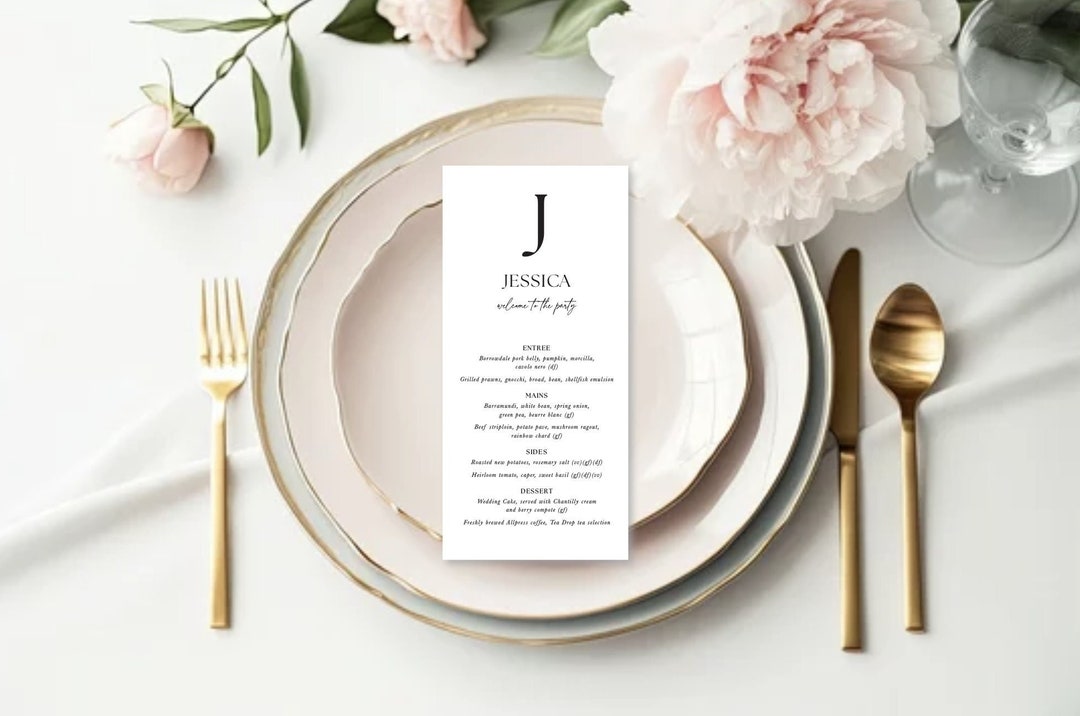 Wedding Menus, Printed Menus With Names, Personalised Menus, Guest ...