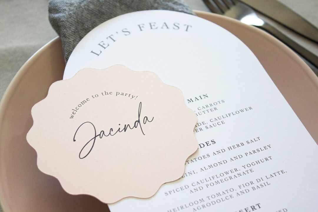 Wedding Menus, Printed Arch Menus With Circle Wave Placecards ...