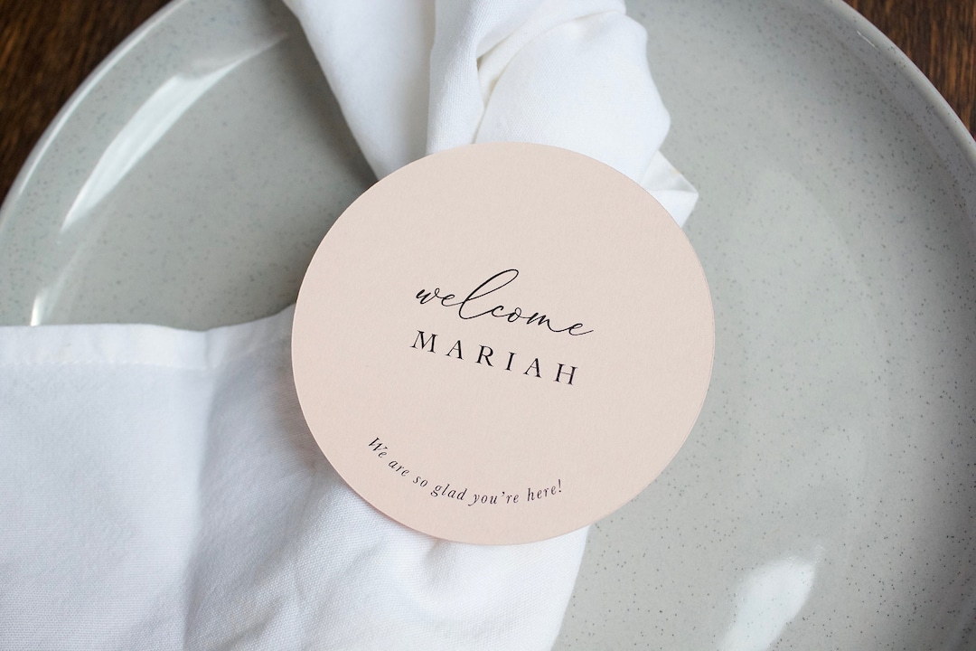 Round Place Cards, Wedding Placecard Coasters, Modern Round Placecard ...