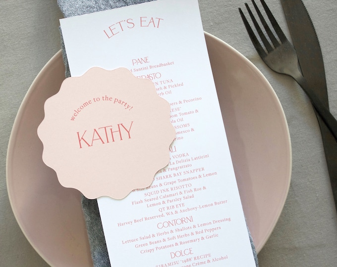 Wedding Menus, Printed Menus With Circle Wave Placecards, Personalised ...