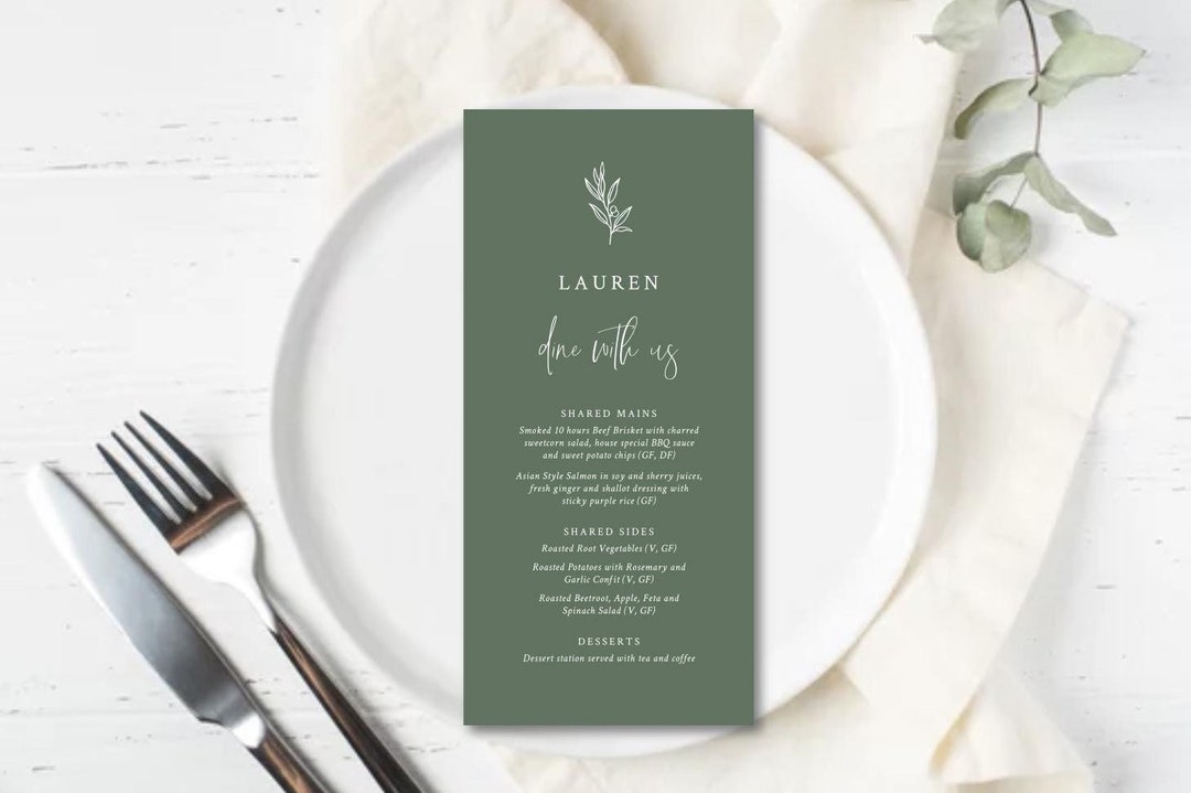 Wedding Menus, Printed Menus With Names, Personalised Menus, Guest ...