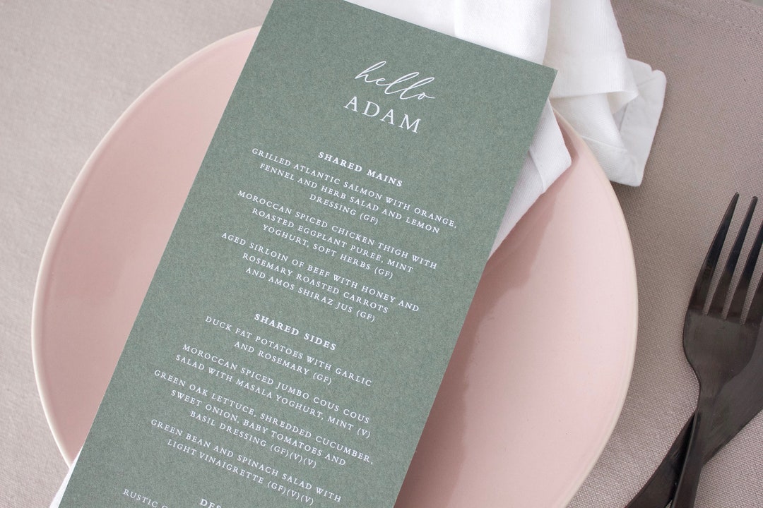 Wedding Menus, Printed Menus With Names, Personalised Menus, Guest ...
