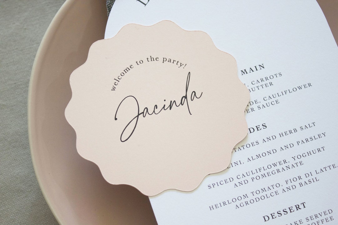 Wedding Place Cards, Circular Wavy Placecards, Wedding Coasters, Circle ...