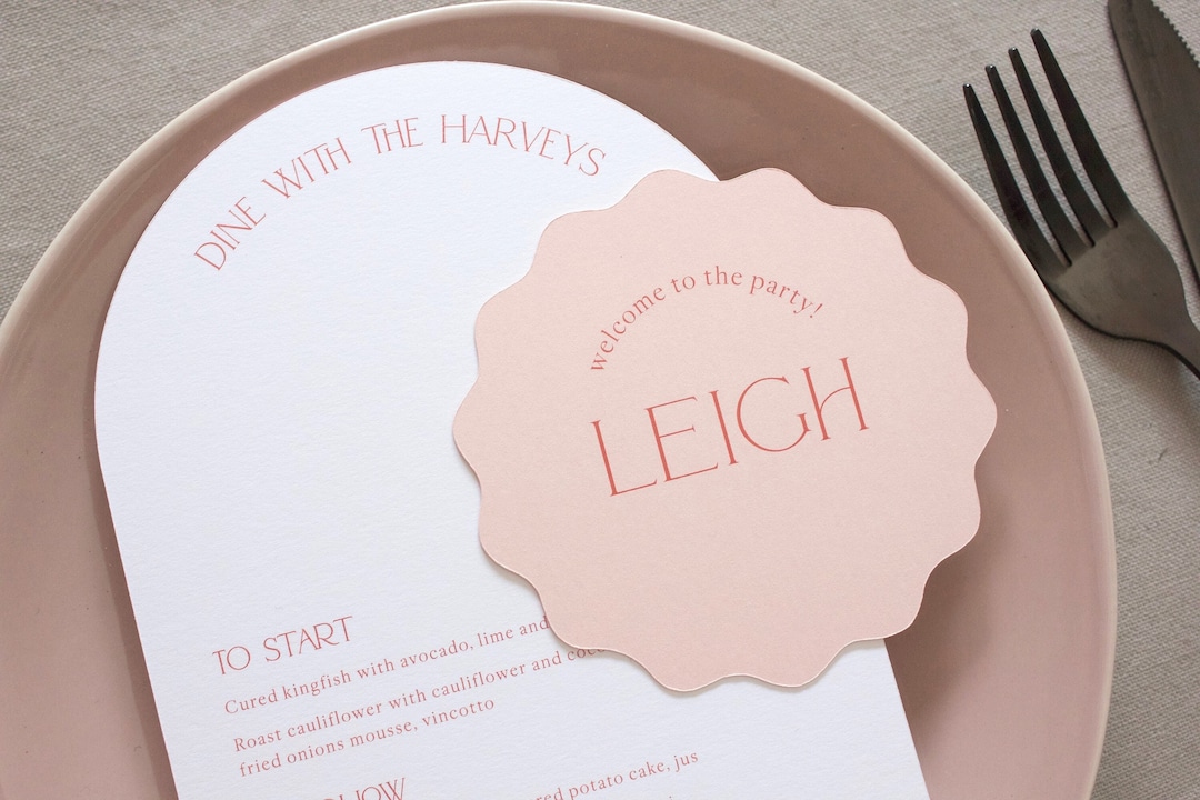 Wedding Menus, Printed Arch Menus With Circle Wave Placecards ...