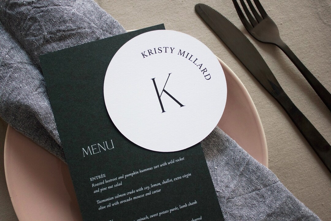 Wedding Menus, Printed Menus With Circle Placecards, Personalised Menus ...