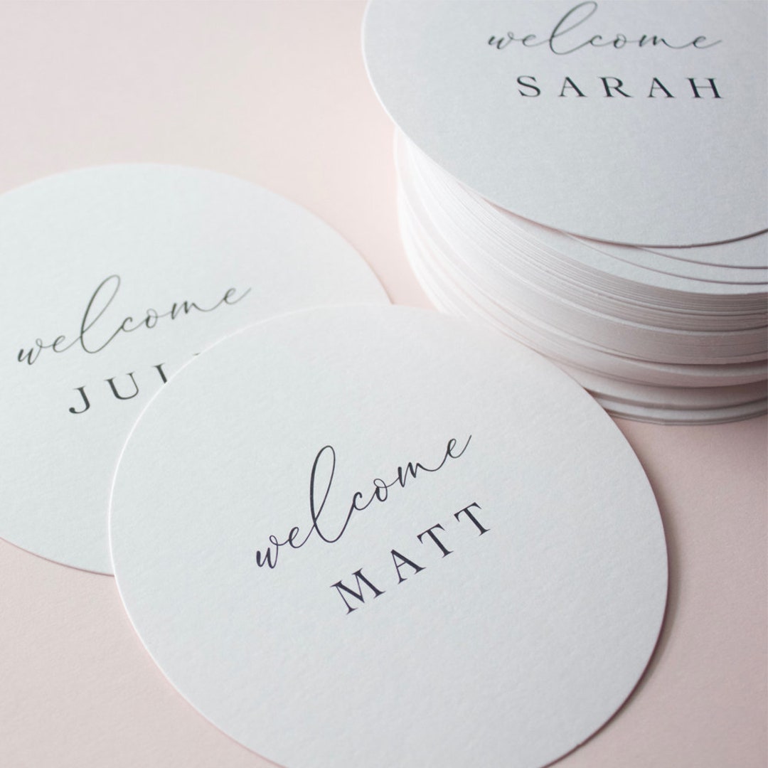 Round Place Cards, Wedding Placecard Coasters, Modern Round Placecard ...