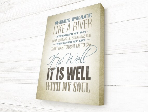 Christian Hymn Lyrics Typography Art on Canvas It is Well - Etsy