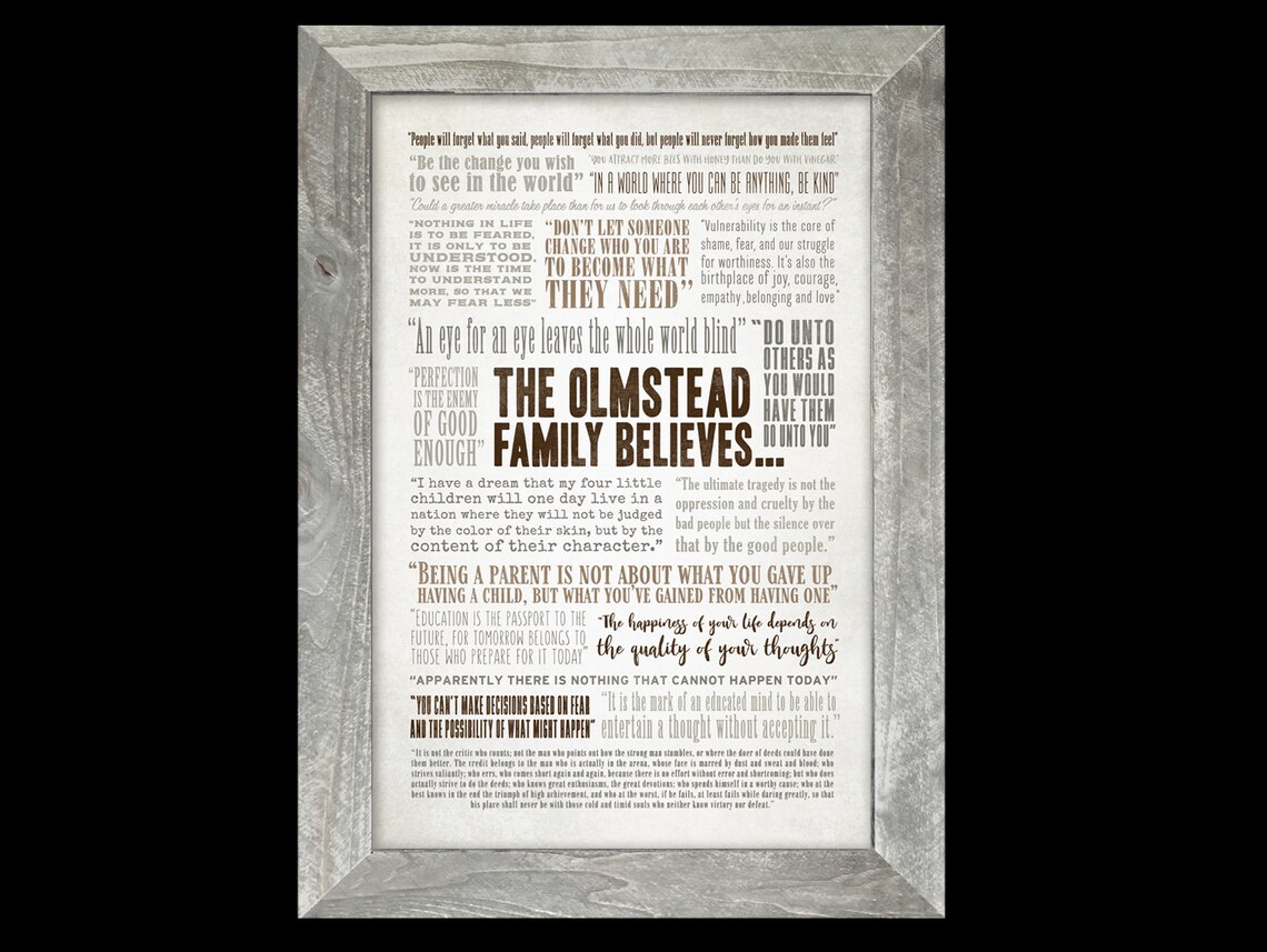 Family Values Sign Custom Family Values List Framed Wood - Etsy