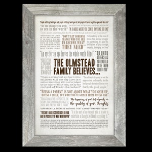 Family Values Sign Custom Family Values List Framed Wood - Etsy