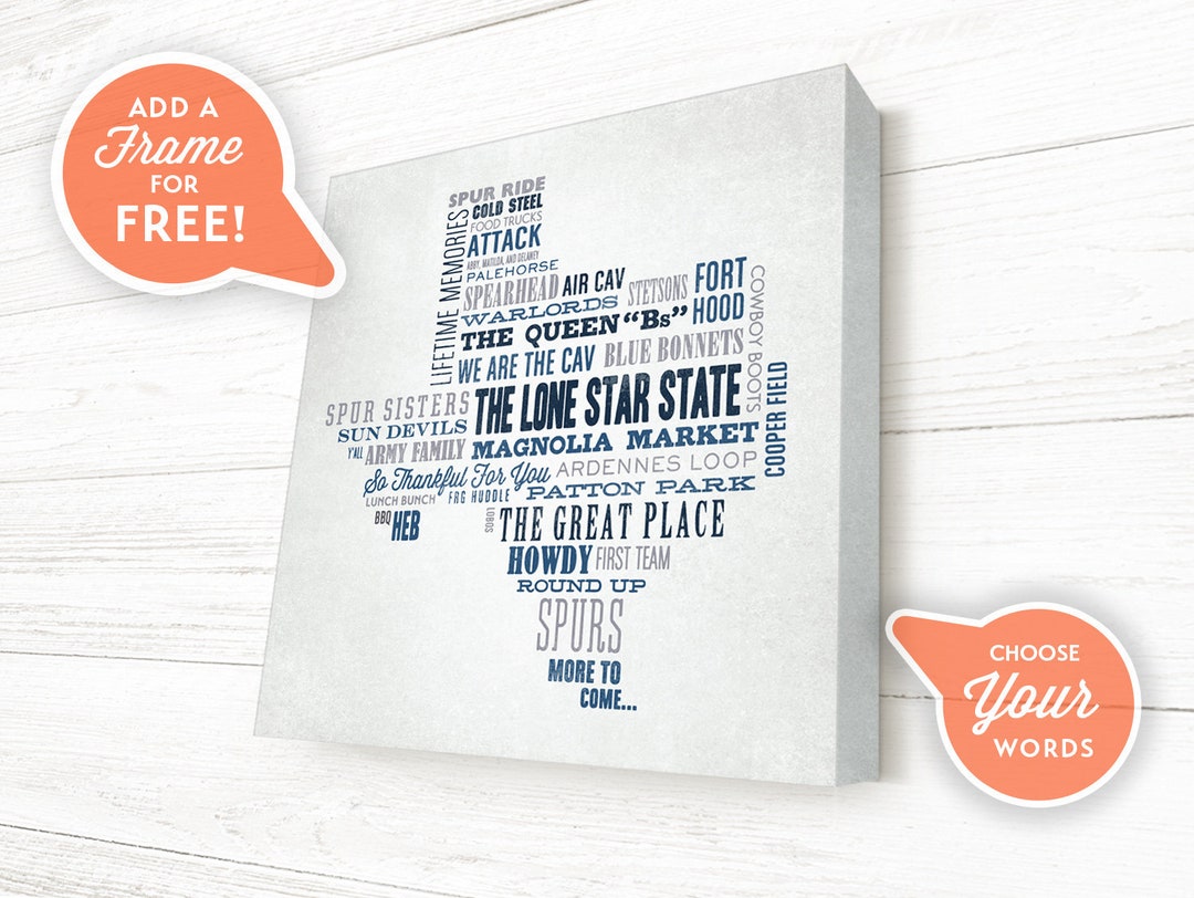 Map Word Cloud, Word Cloud Personalized, Texas Wall Art, Personalized ...