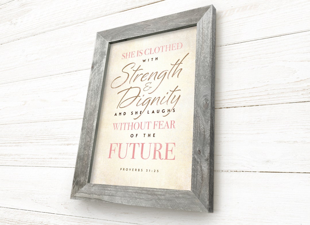 Framed Bible Verse Canvas Proverbs 31:25 Scripture Wall Art - Etsy