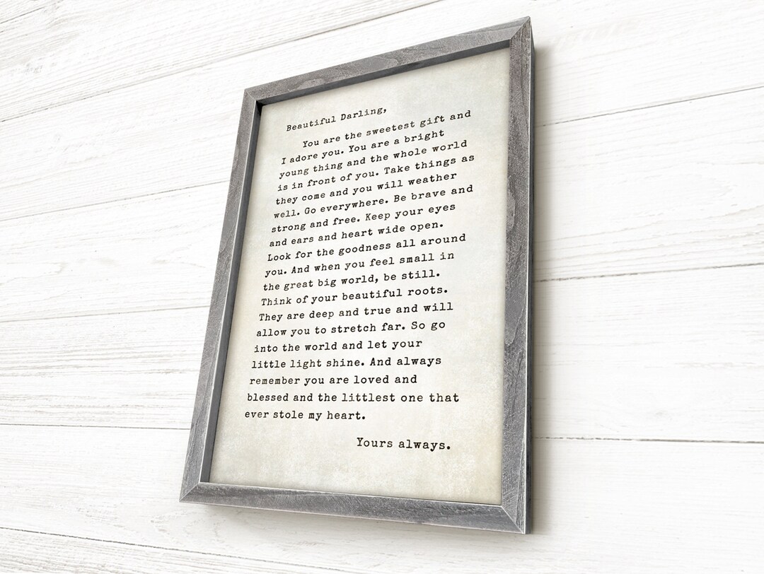Beautiful Darling Quote Sign, Beautiful Darling Framed Canvas Sign ...