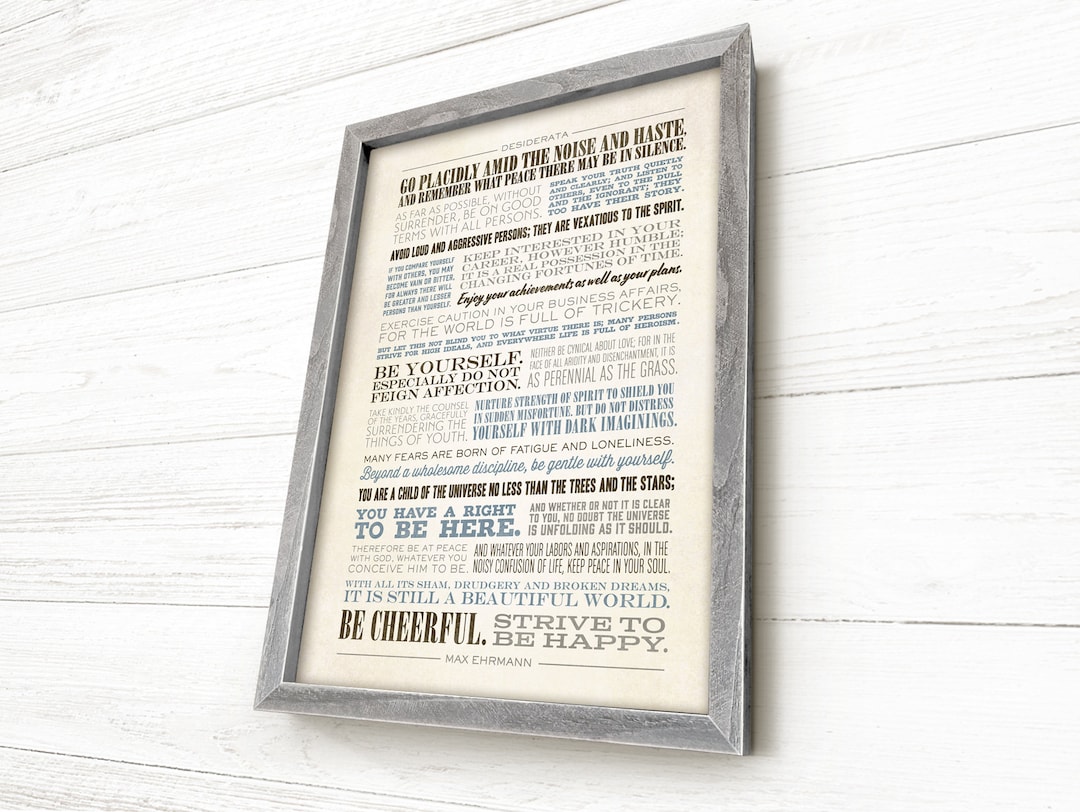 Desiderata Framed, Desiderata Wall Art, Wood Framed, Desiderata Poem ...
