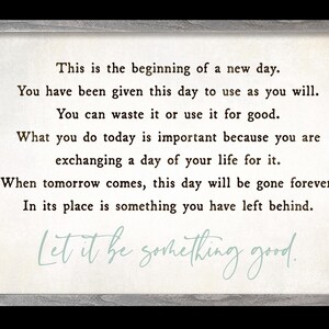 This is the Beginning of a New Day, Inspirational Sign Quote, Farmhouse ...