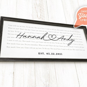 Custom Song Lyrics Wall Art, Custom Song Lyric Sign, Wedding Song ...
