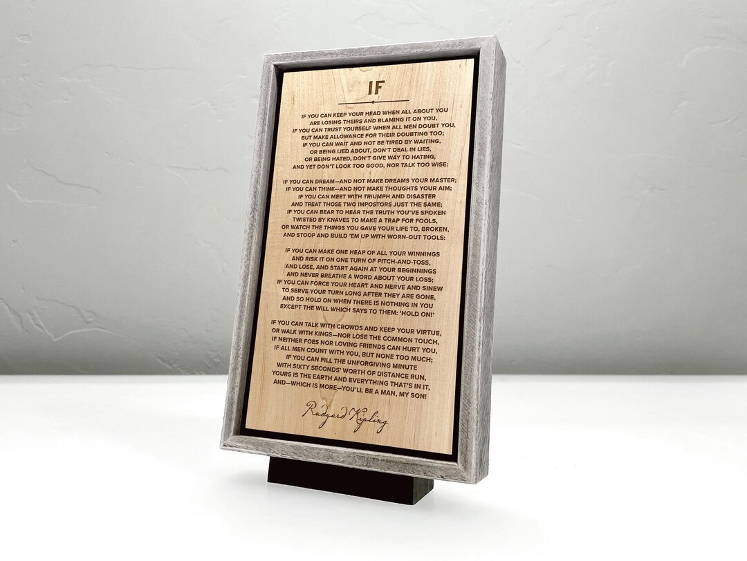 IF Rudyard Kipling — Engraved Wood Plaque — Framed Wood Sign With Solid ...