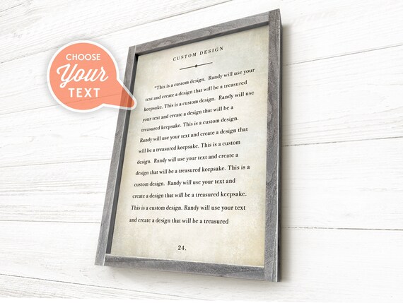 Personalized Book Quote Sign Framed Book Quote Wall Art | Etsy