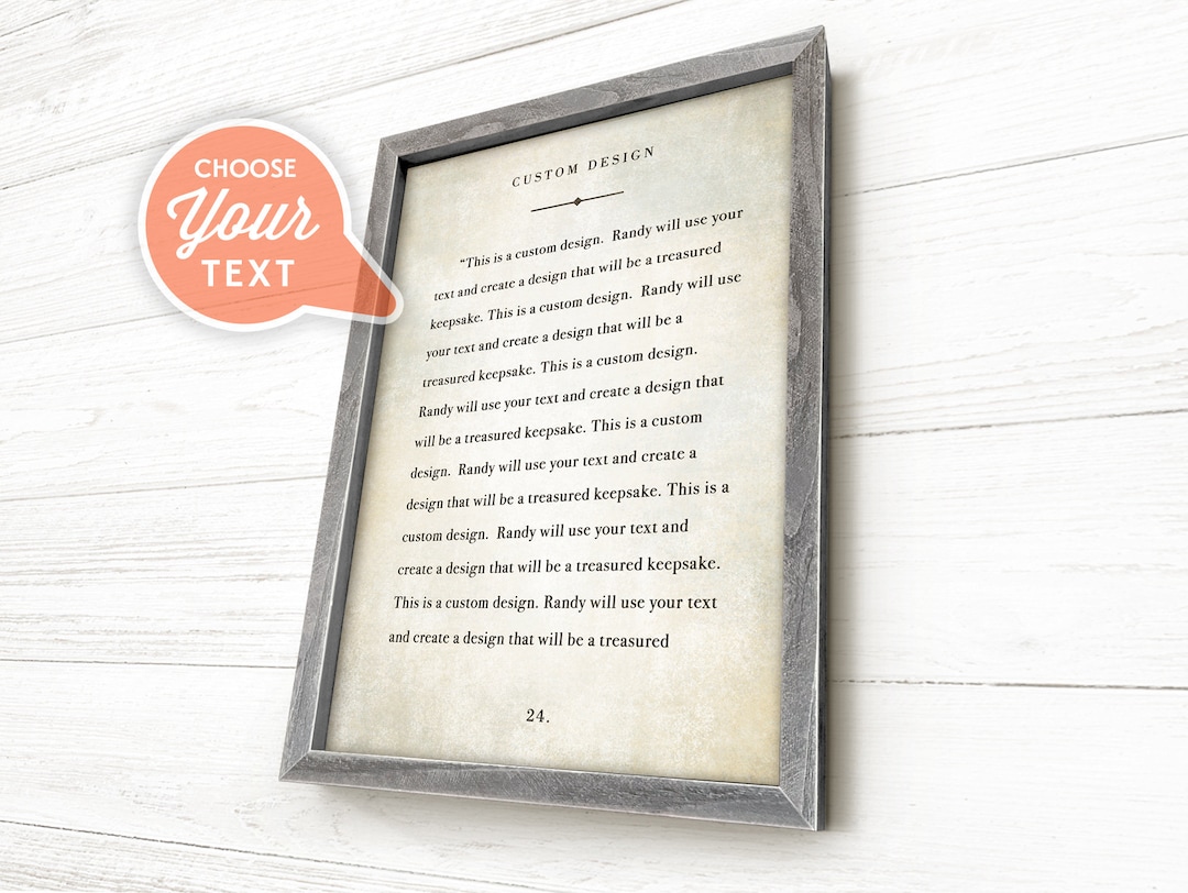 Personalized, Book Quote Sign, Framed Book Quote Wall Art, Farmhouse ...