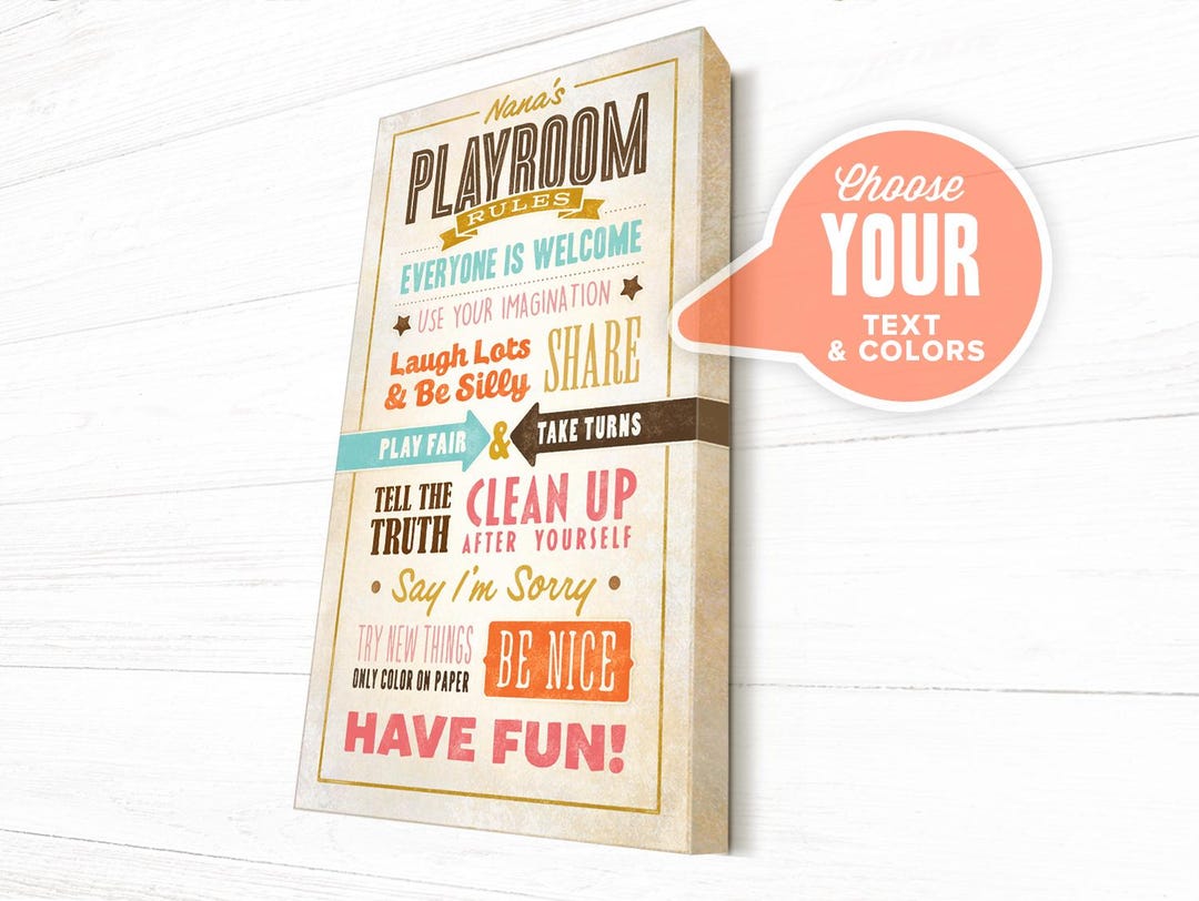 Personalized, Playroom Rules, Playroom Sign, Playroom Rules Sign ...