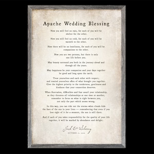 Apache Wedding Blessing, Blessing of the Apaches, Personalized, Names & Date of Wedding ...