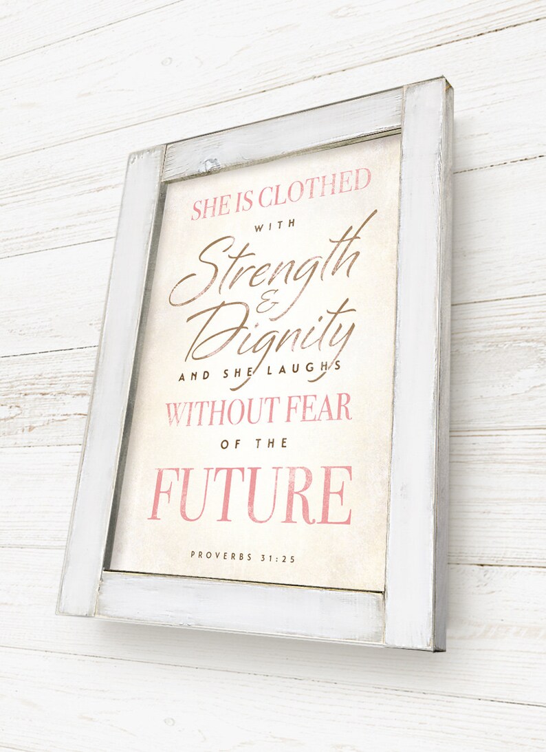 Framed Bible Verse Canvas Proverbs 31:25 Scripture Wall Art | Etsy