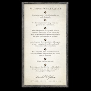 Family Values Sign Custom, Family Values List, Framed Wood Sign, Family ...