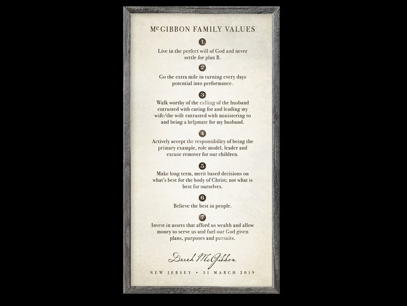 Family Values Sign Custom Family Values List Framed Wood - Etsy