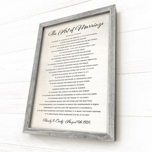 The Art of Marriage Wall Art, Sign, Poem, Personalized Wedding Gift for ...