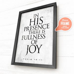 Framed Bible Verse Wall Art, in His Presence There is Fullness of Joy ...