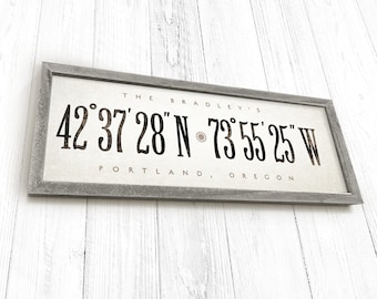 LATITUDE LONGITUDE Coordinates Farmhouse Decor House Warming | Etsy