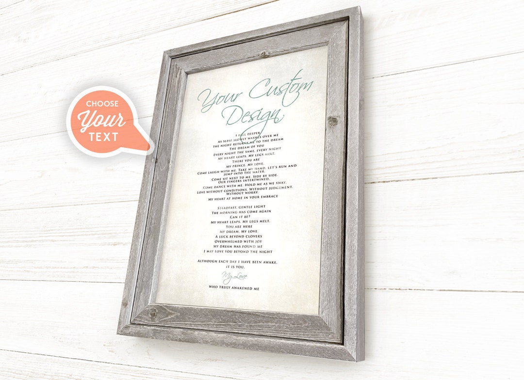 Framed Personalized Canvas Poem Custom Poem Print Custom Poem On