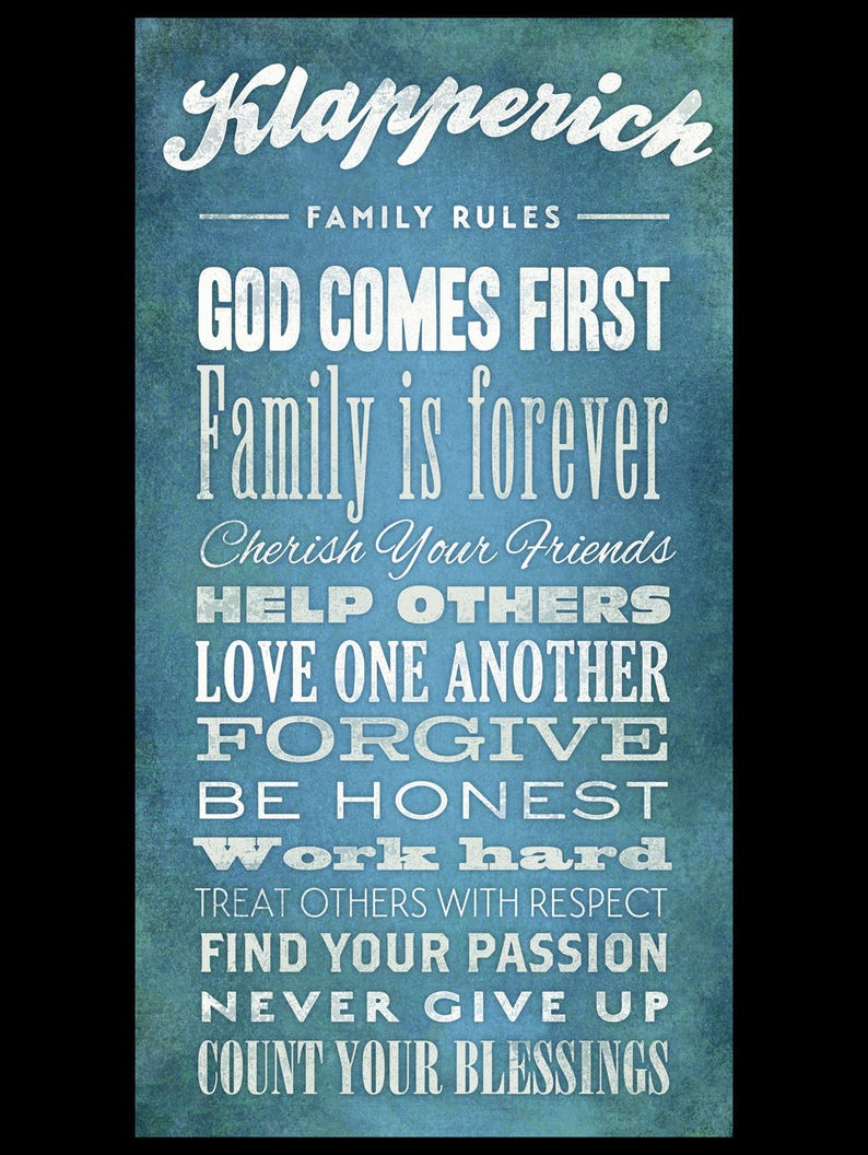 Personalized Family Rules Canvas Family Mission Statement | Etsy