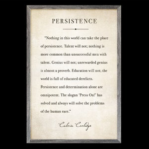 Calvin Coolidge Quote, Persistence Quote, Rustic Wood Framed, Canvas ...