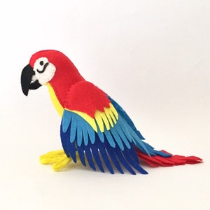 Felt Parrot, Felt Macaw, Sewing Pattern, Plushie, Felt Parrot, Plush ...