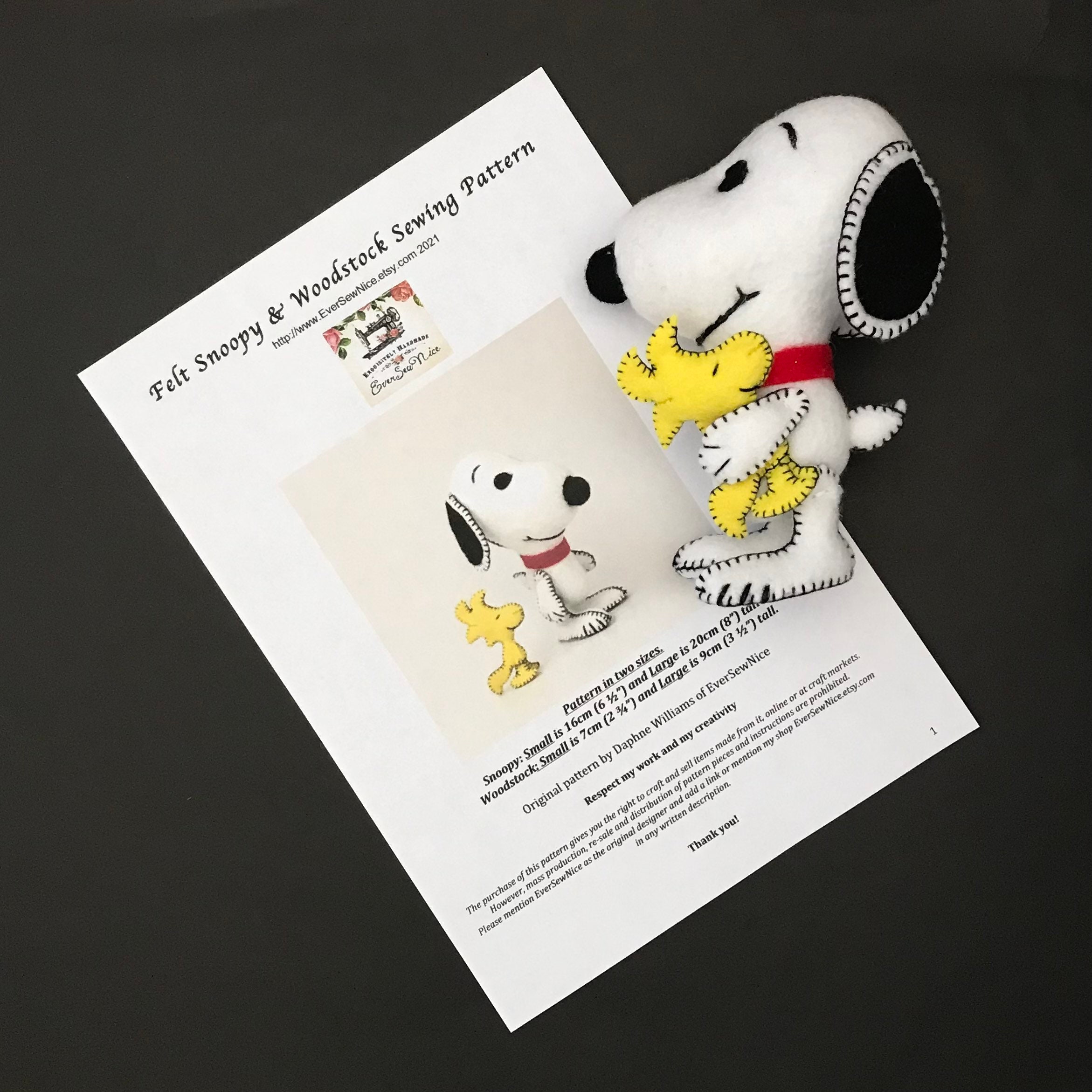 Felt Snoopy sewing pattern Woodstock PDF pattern | Etsy