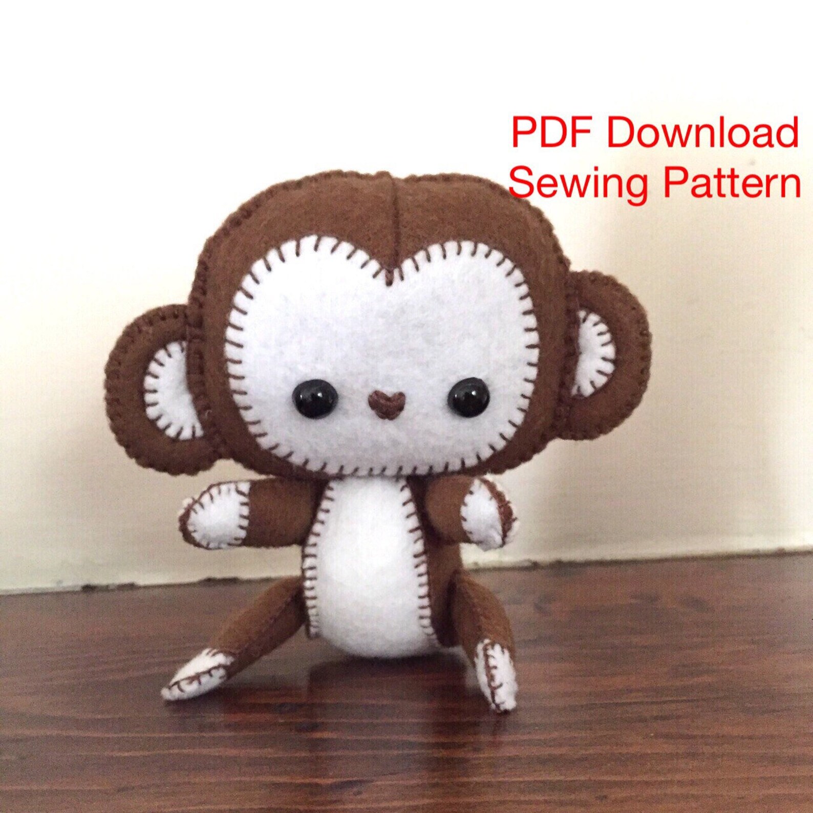 Monkey Sewing Pattern Felt Monkey Plushie Monkey Toy - Etsy