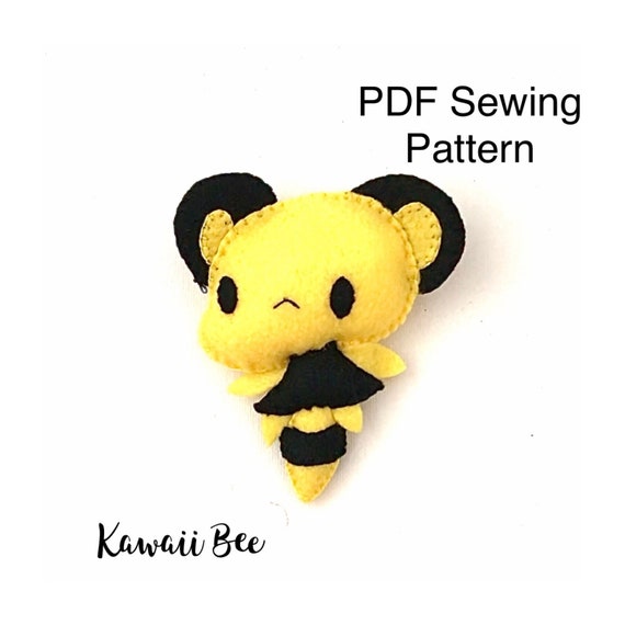 Felt Bee Sewing Pattern Cute Kawaii Kawaii Character | Etsy